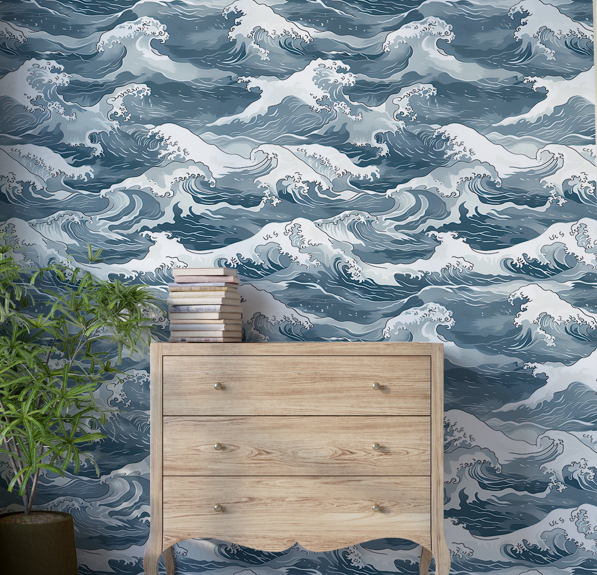 Soft Blue and White Waves Wallpaper - Pastel Colors Wavy Wallpaper