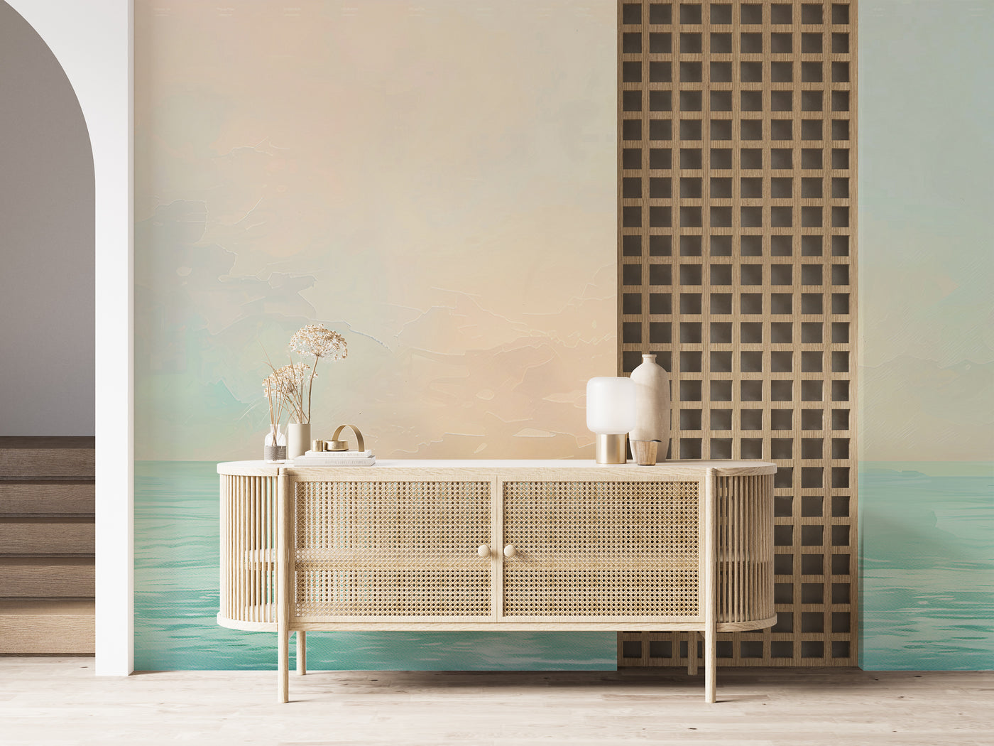 Ocean Horizon Wallpaper - Ombre Sea Painting Wall Mural