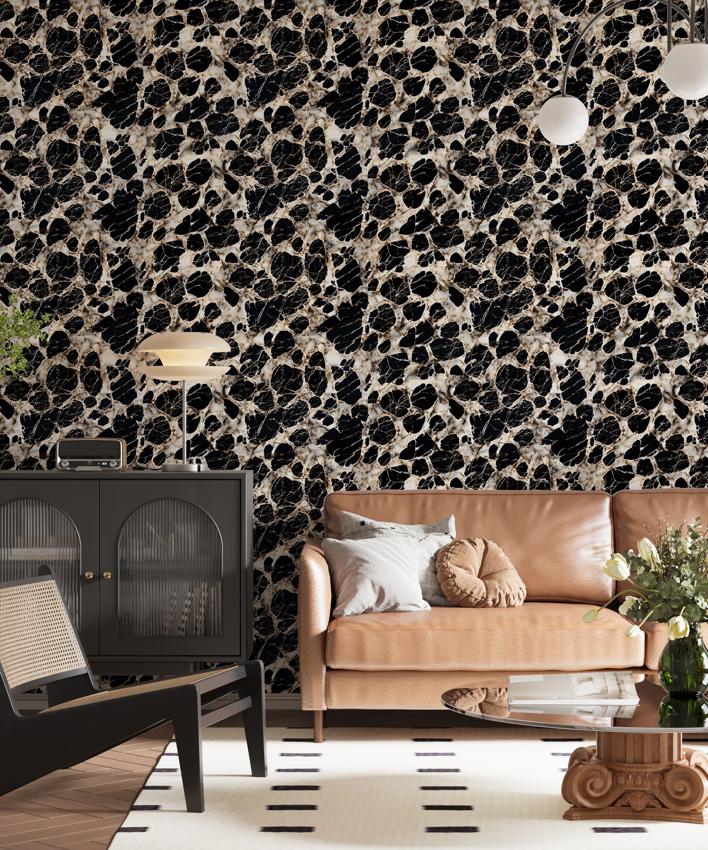 Black and White Marble Wallpaper - Leopard Print Luxury Marble Art