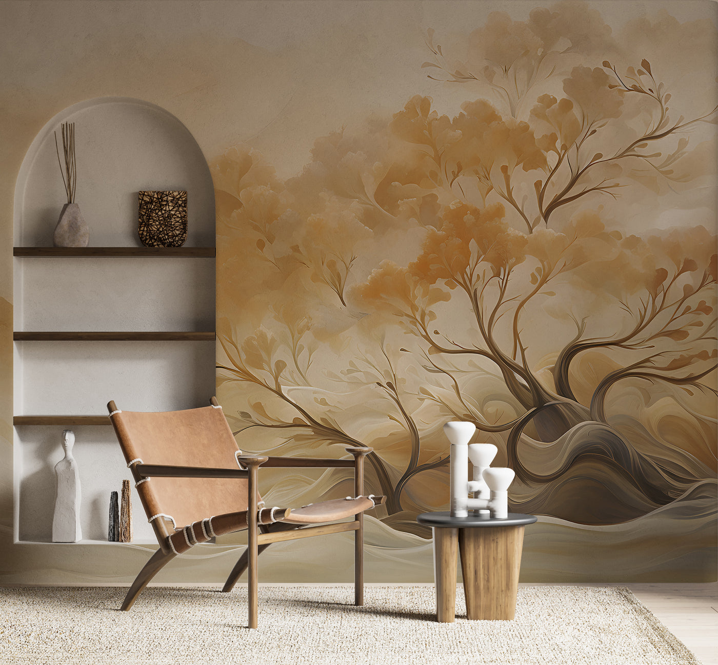 Oil Tree Wallpaper - Abstract Tree Mural