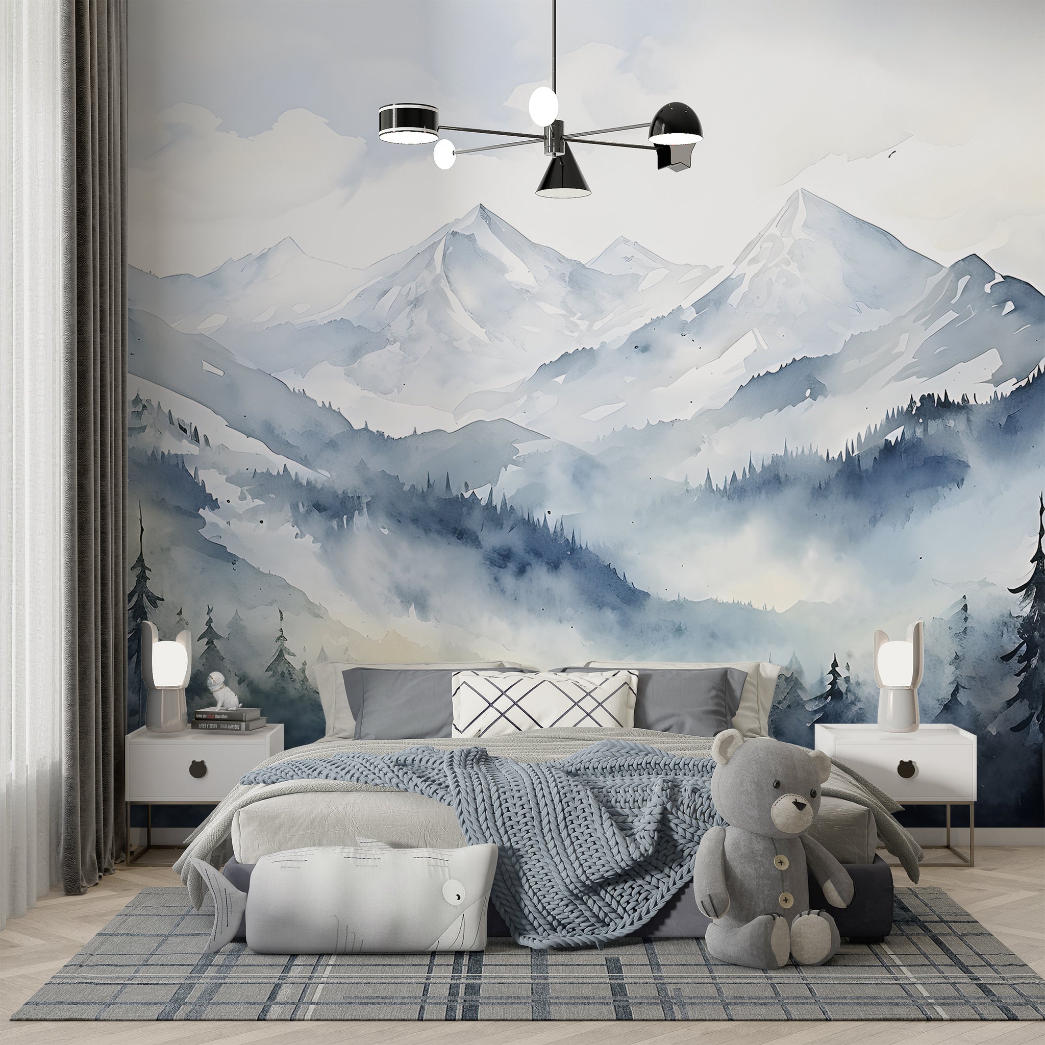 Winter Mountains Mural - Snowy Landscape Wallpaper