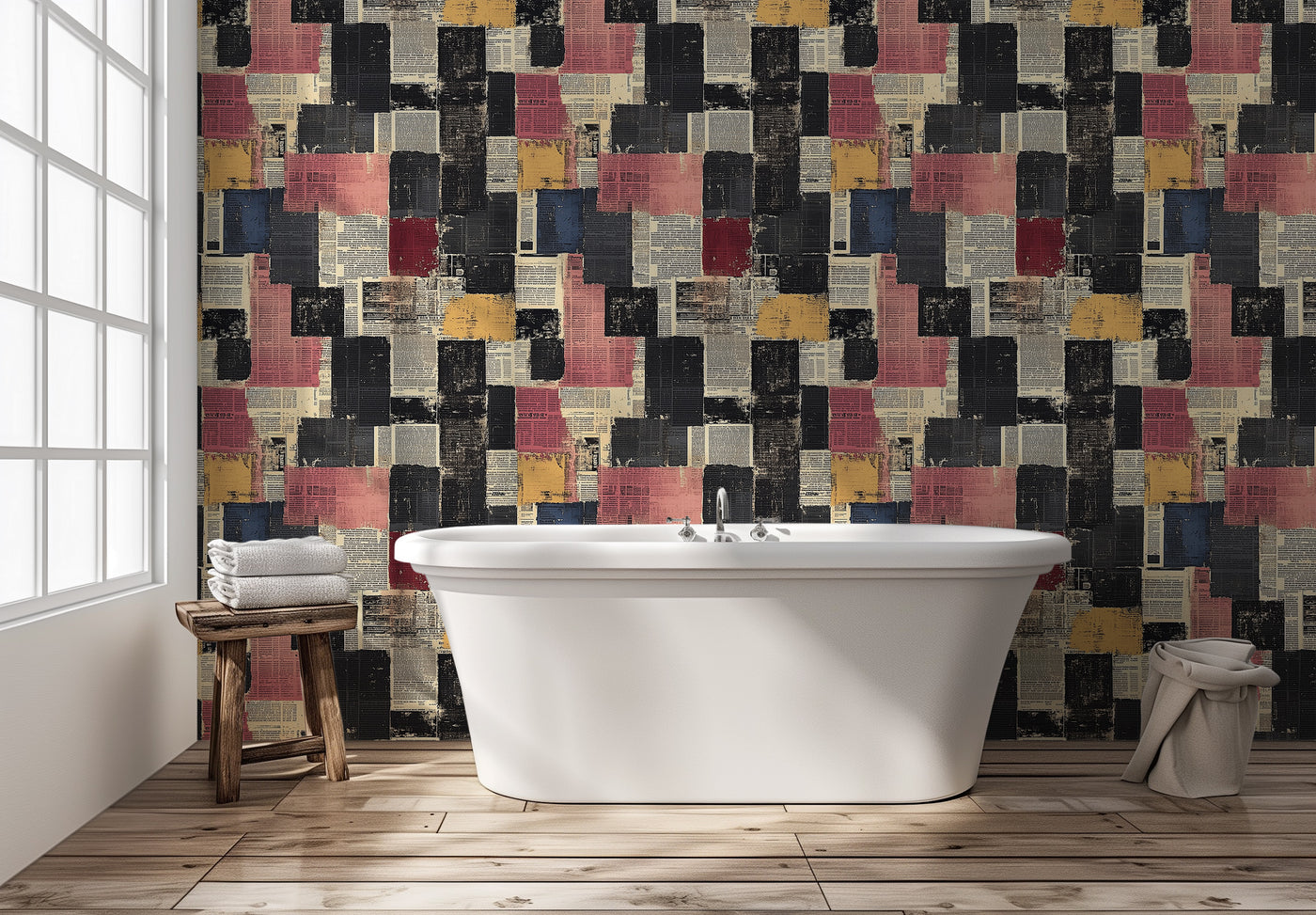 Colorful Newspaper Pattern Wallpaper - Peel and Stick Street Art