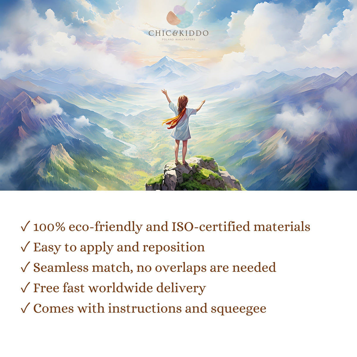 Mountain View Wall Mural - Colorful Landscape Wallpaper