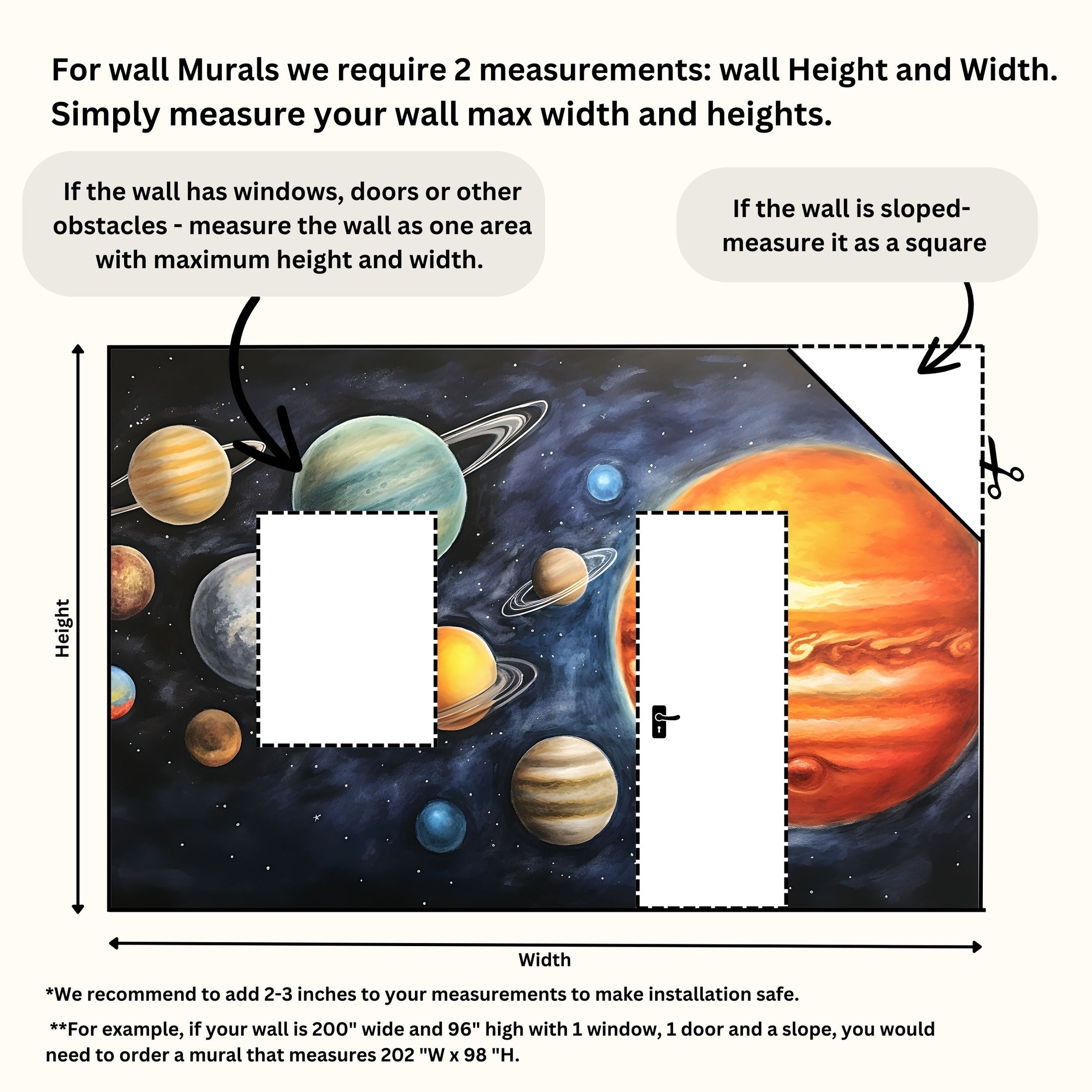 Solar System Mural - Watercolor Planets Wallpaper