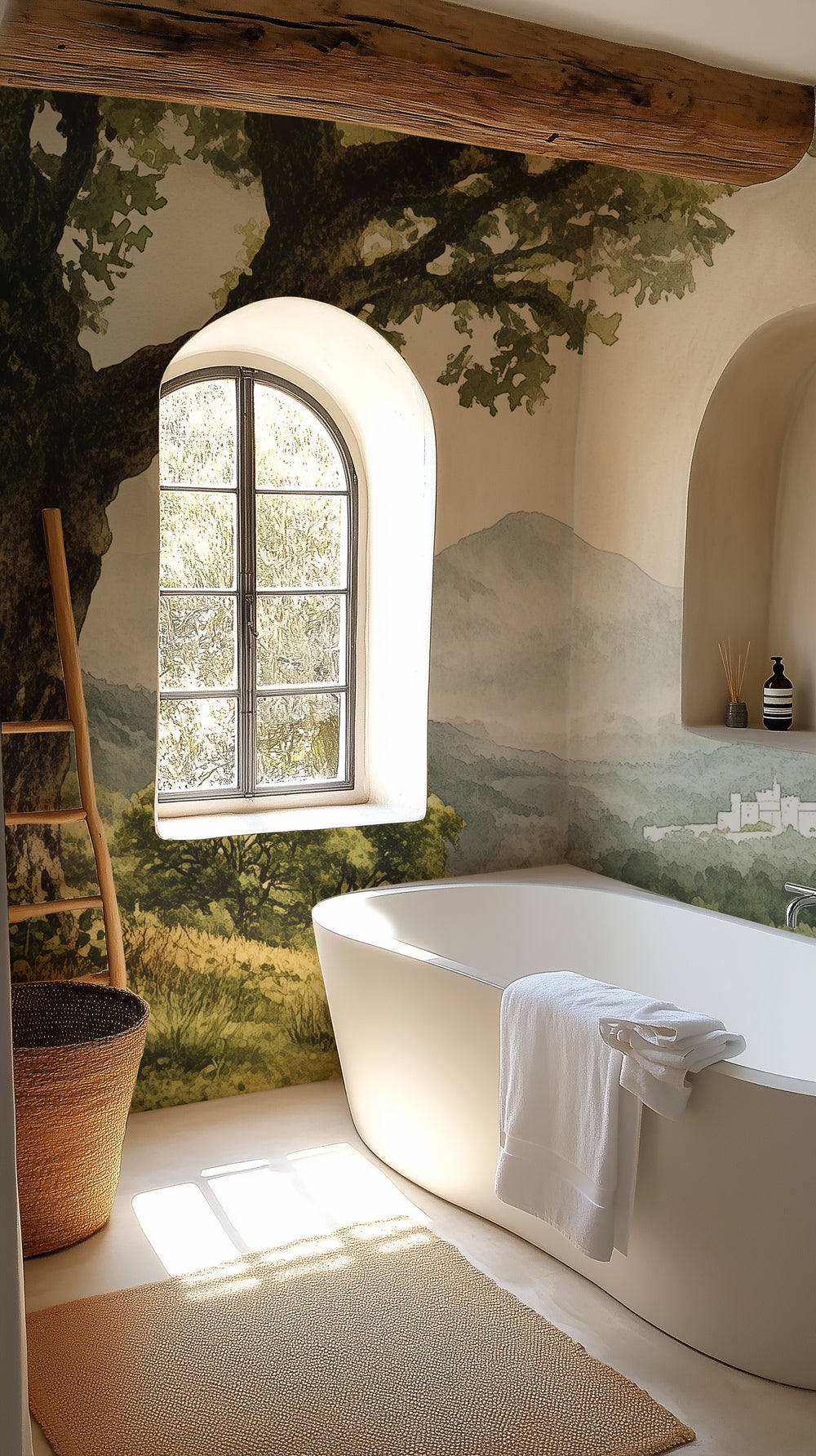 Hanging Tree Branch Scenic Wallpaper - Mountain Valley Landscape Mural